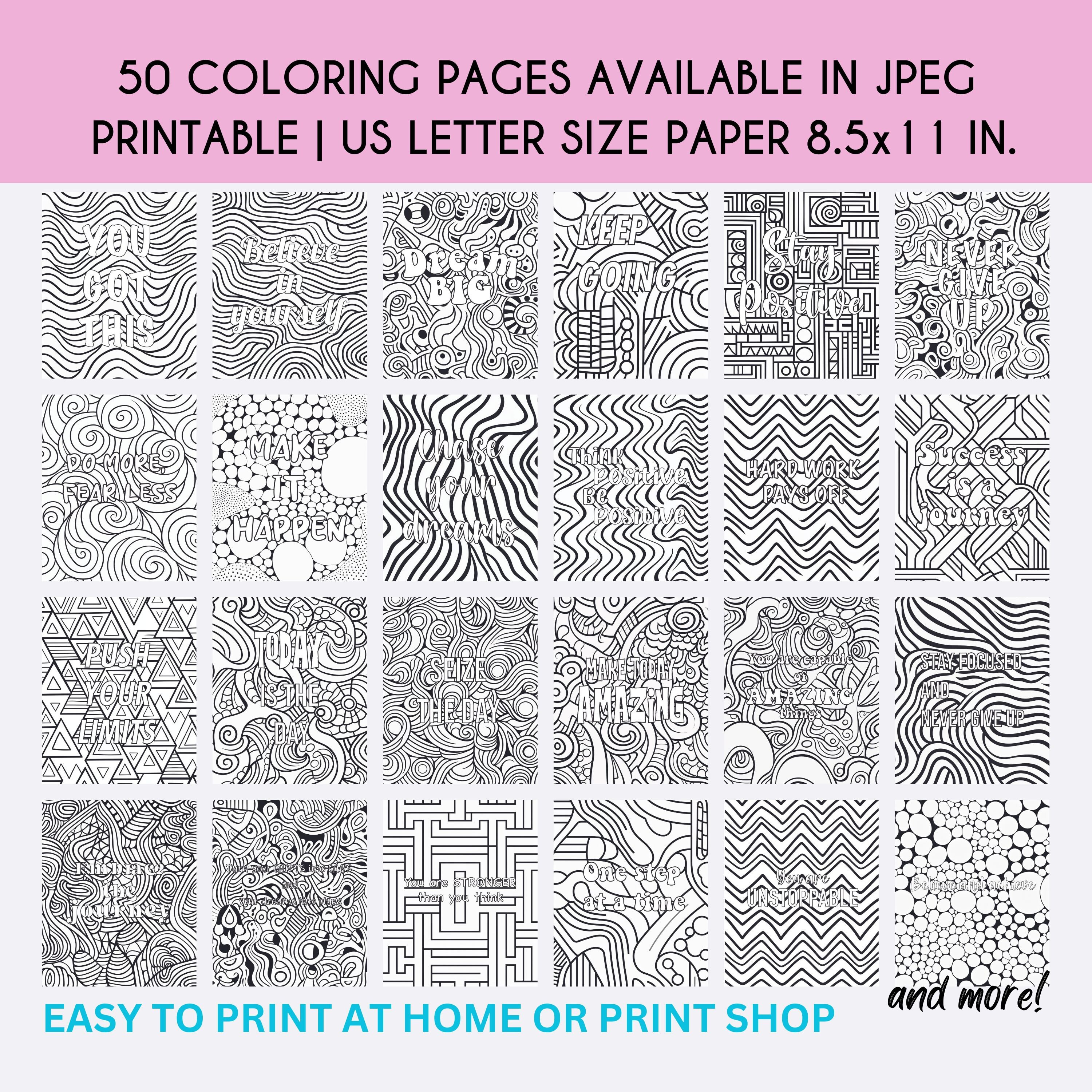50 Abstract Patterns Coloring Pages, Inspirational & Motivational ...