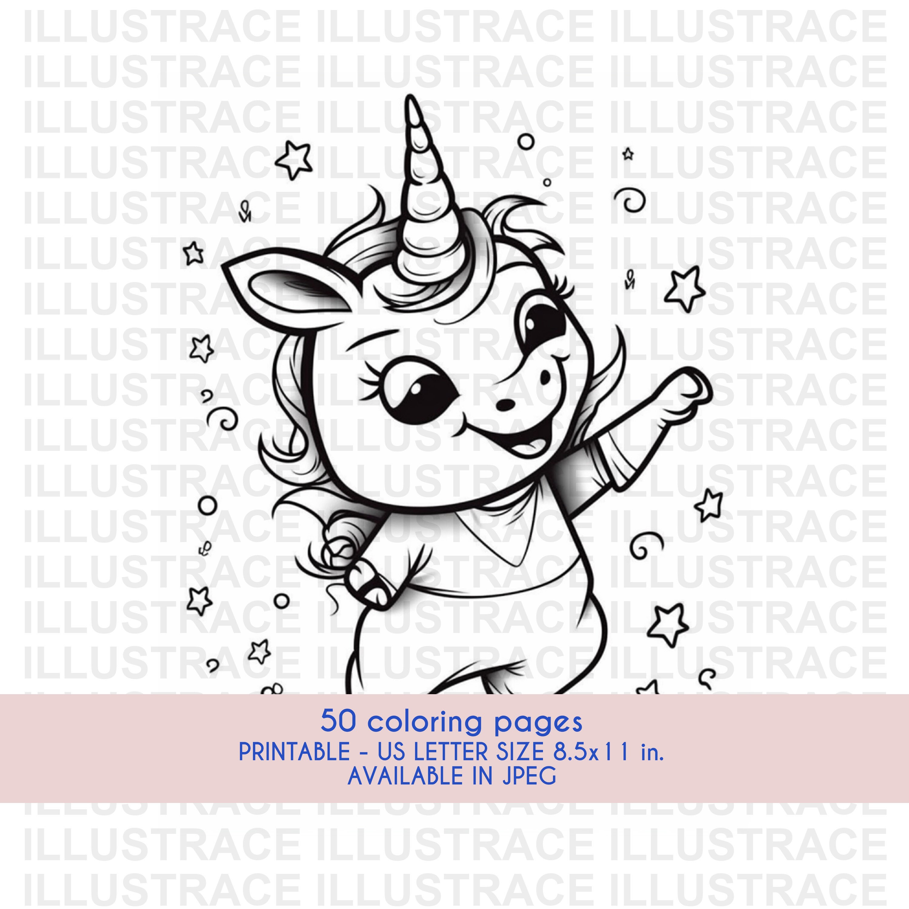 50 Unicorn Coloring Pages, Unicorn Coloring Book, Coloring Sheet, Kids ...