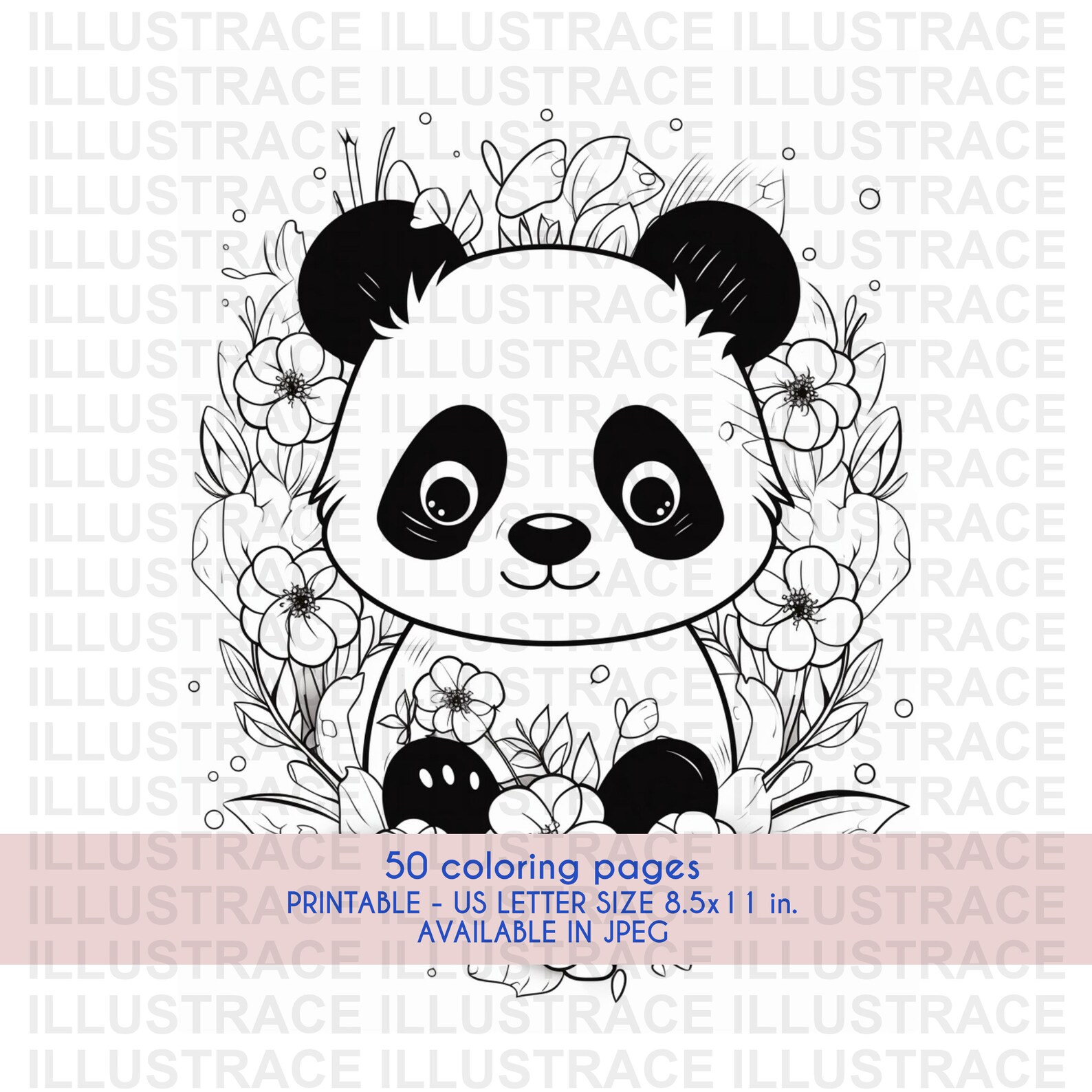 50 Panda Coloring Pages, Pandas Coloring Book, Coloring Sheet, Panda ...