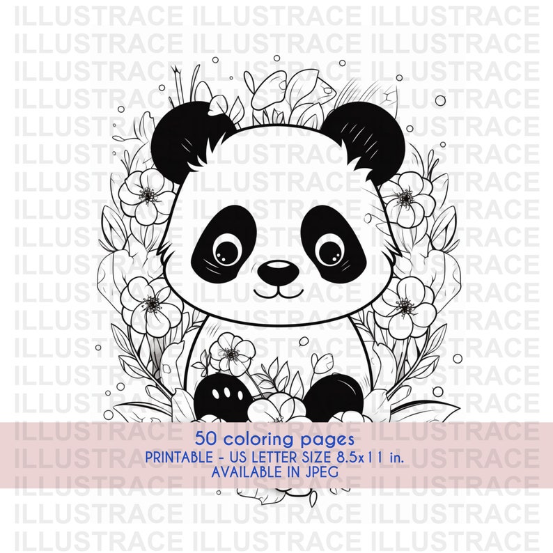 50 Panda Coloring Pages, Pandas Coloring Book, Coloring Sheet, Panda ...