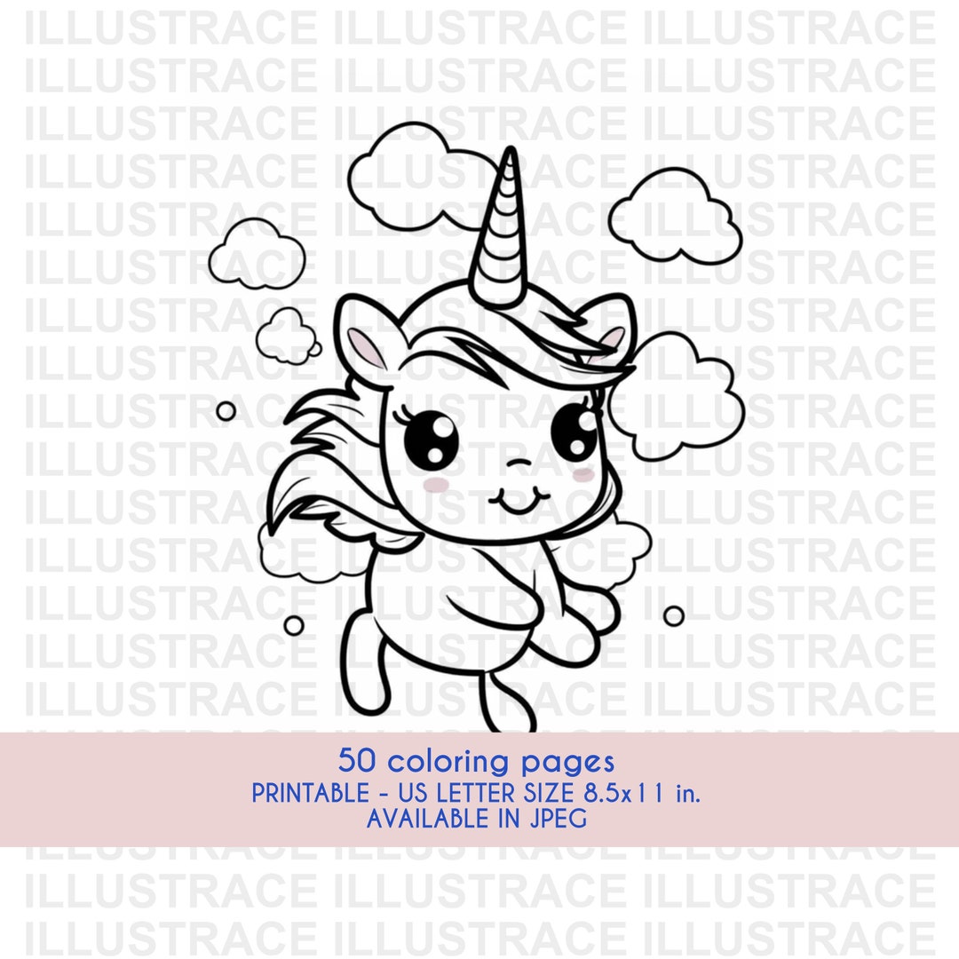 50 Unicorn Coloring Pages, Unicorn Coloring Book, Coloring Sheet, Kids ...