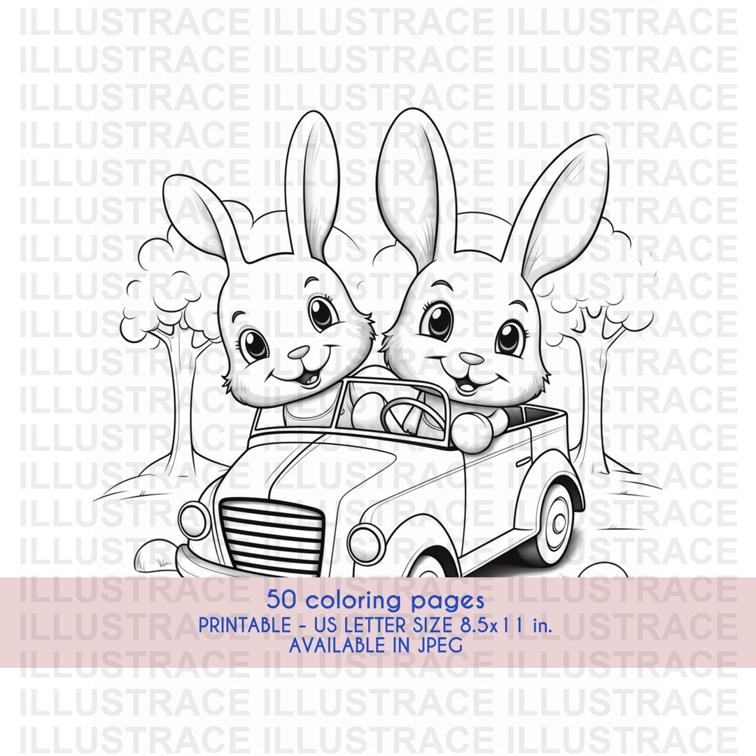 50 Bunny Coloring Pages, Bunnies Coloring Book, Coloring Sheet, Kids ...