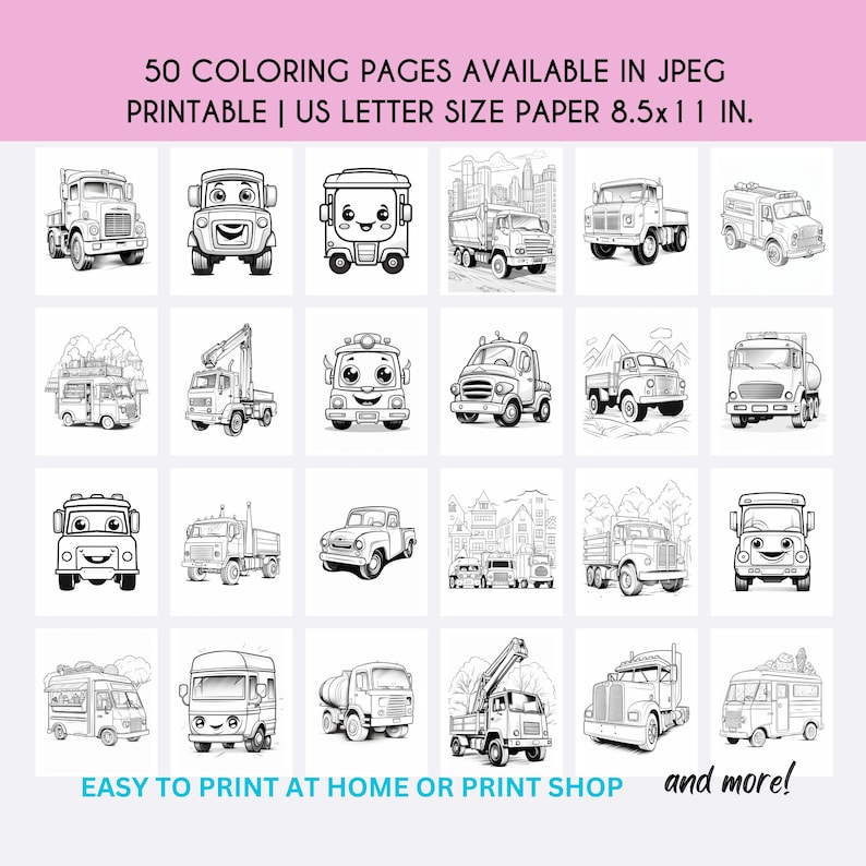 50 Trucks Coloring Pages, Trucks Coloring Book, Coloring Sheet, Trucks ...