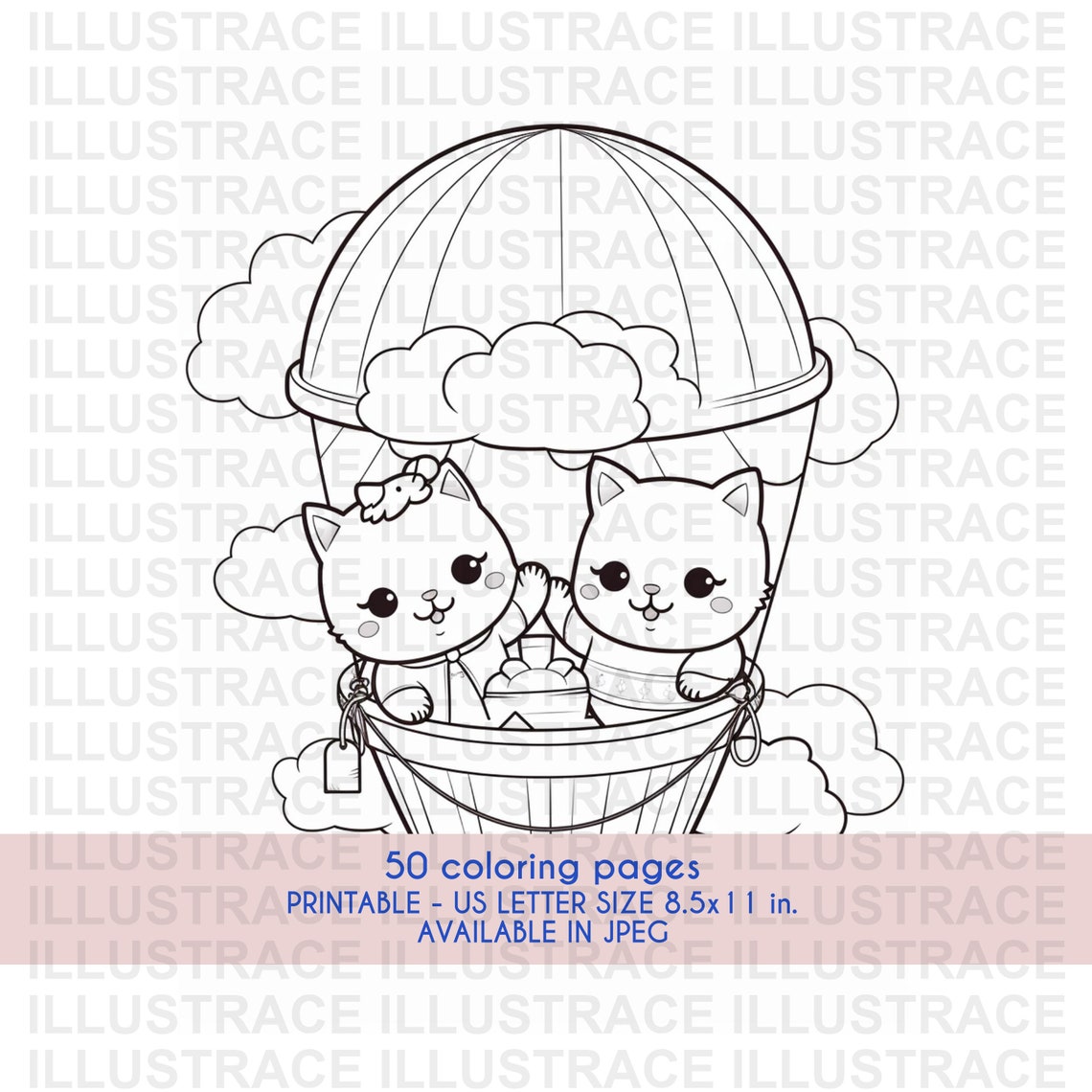 50 Kittens Coloring Pages, Cats Coloring Book, Coloring Sheet, Cats ...