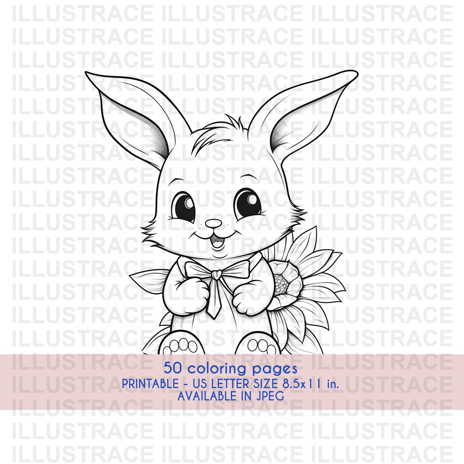 50 Bunny Coloring Pages, Bunnies Coloring Book, Coloring Sheet, Kids ...
