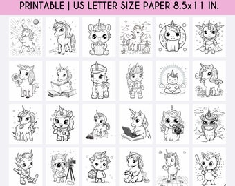 50 Unicorn Coloring Pages, Unicorn Coloring Book, Coloring Sheet, Kids ...