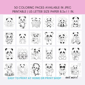 50 Panda Coloring Pages, Pandas Coloring Book, Coloring Sheet, Panda ...
