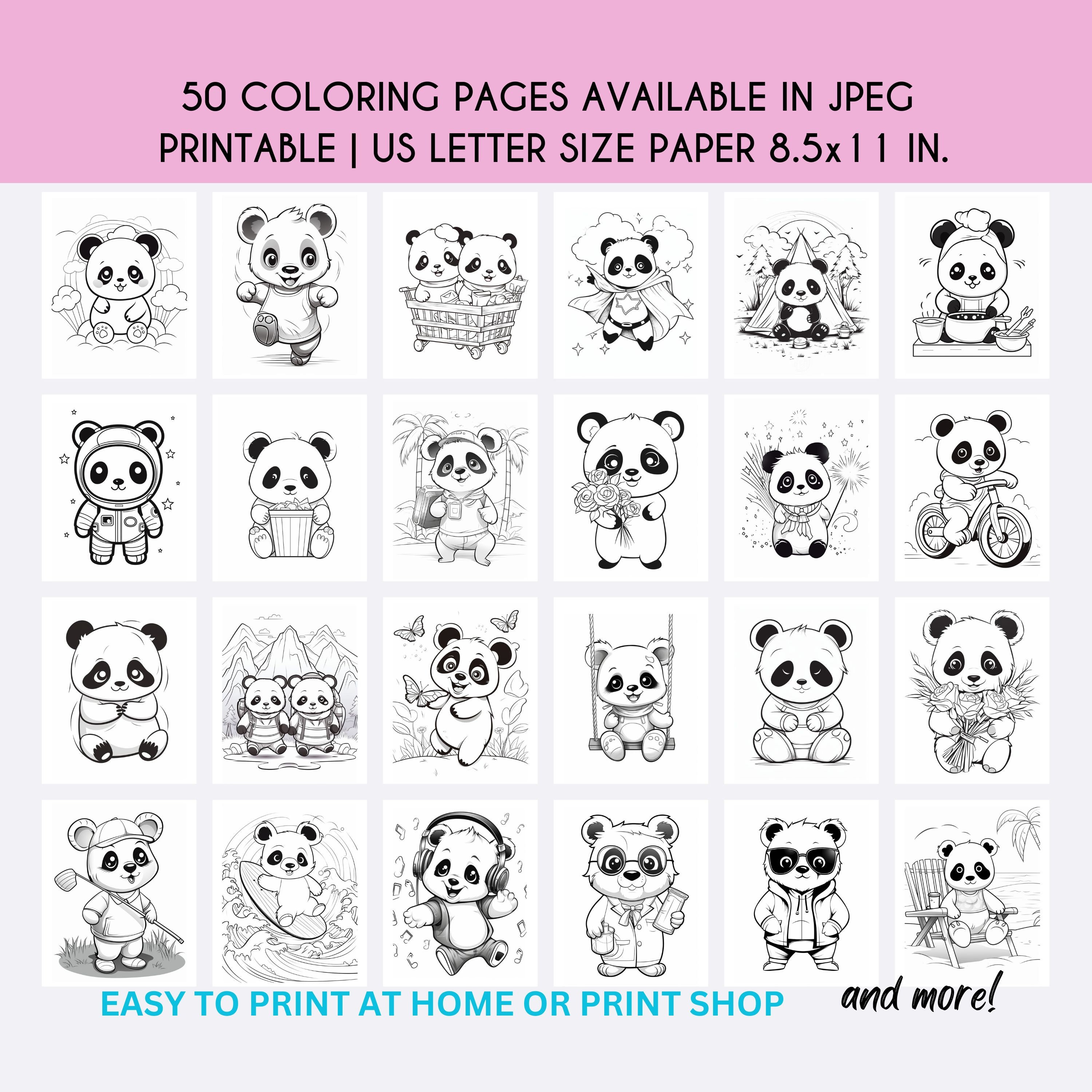 50 Panda Coloring Pages, Pandas Coloring Book, Coloring Sheet, Panda ...