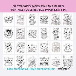 50 Kittens Coloring Pages, Cats Coloring Book, Coloring Sheet, Cats ...