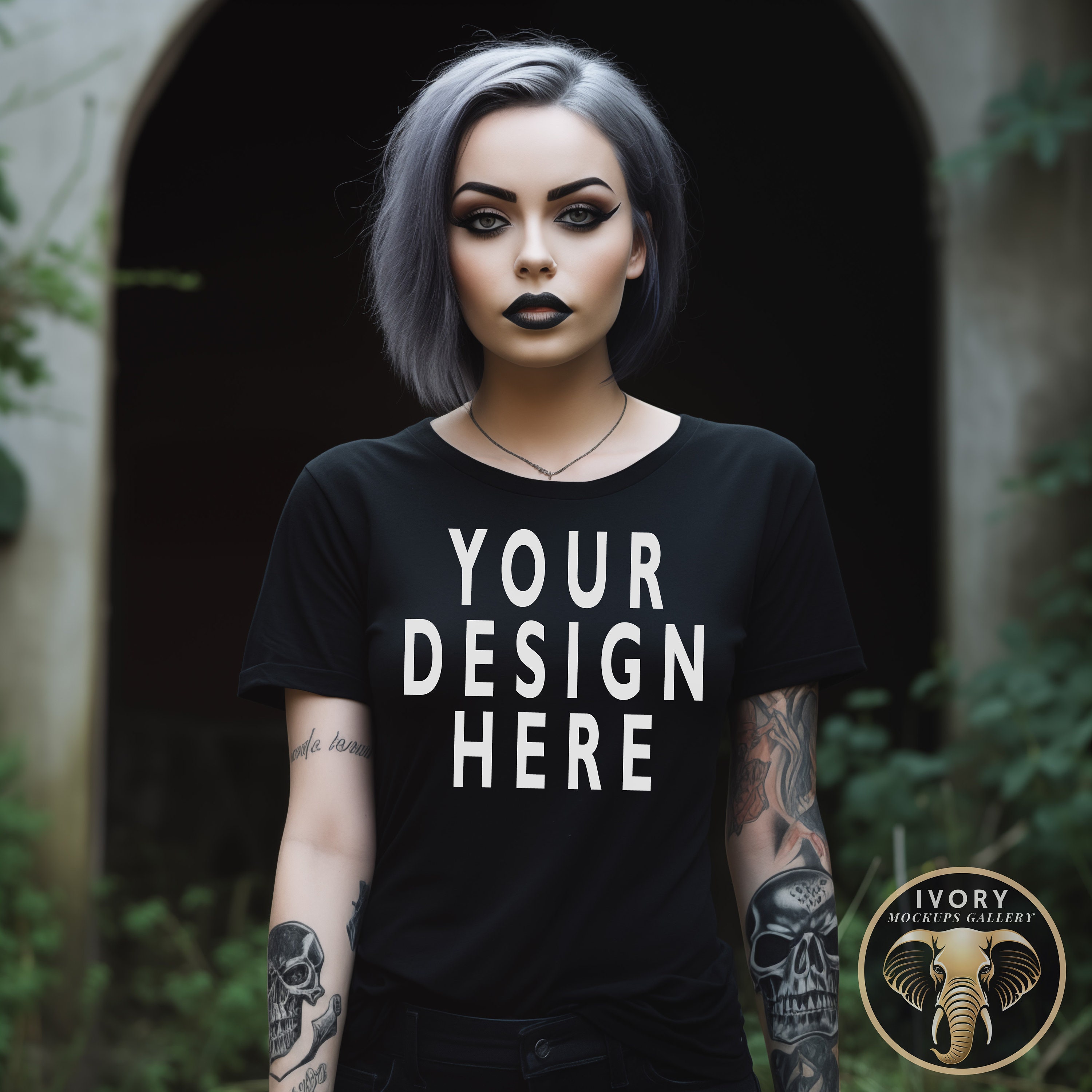 Gildan 5000 Mockup Bundle, Gothic Black Shirt Mockup Pack, Goth Tshirt ...
