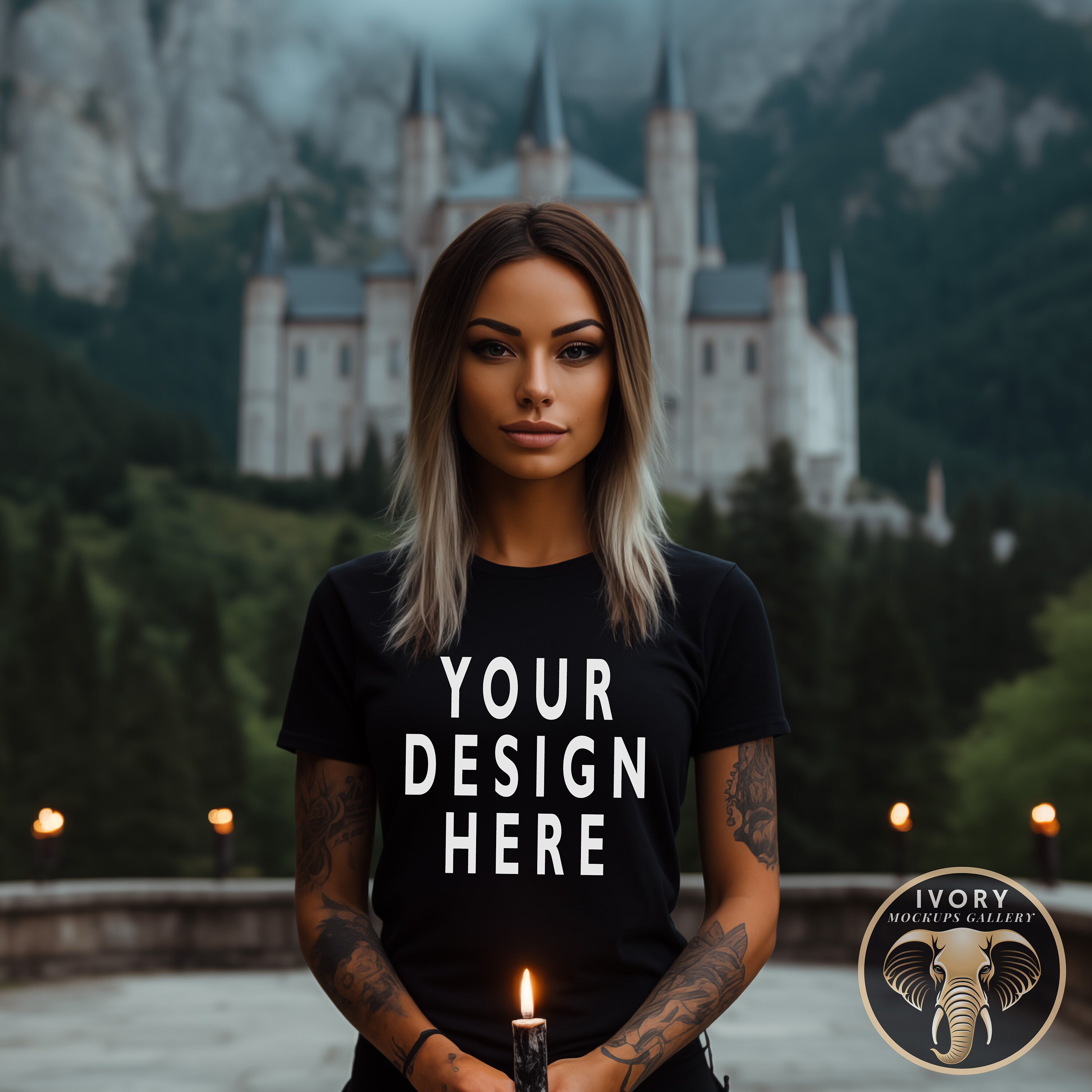 Gildan 5000 Mockup Bundle, Gothic Black Shirt Mockup Pack, Goth Tshirt ...