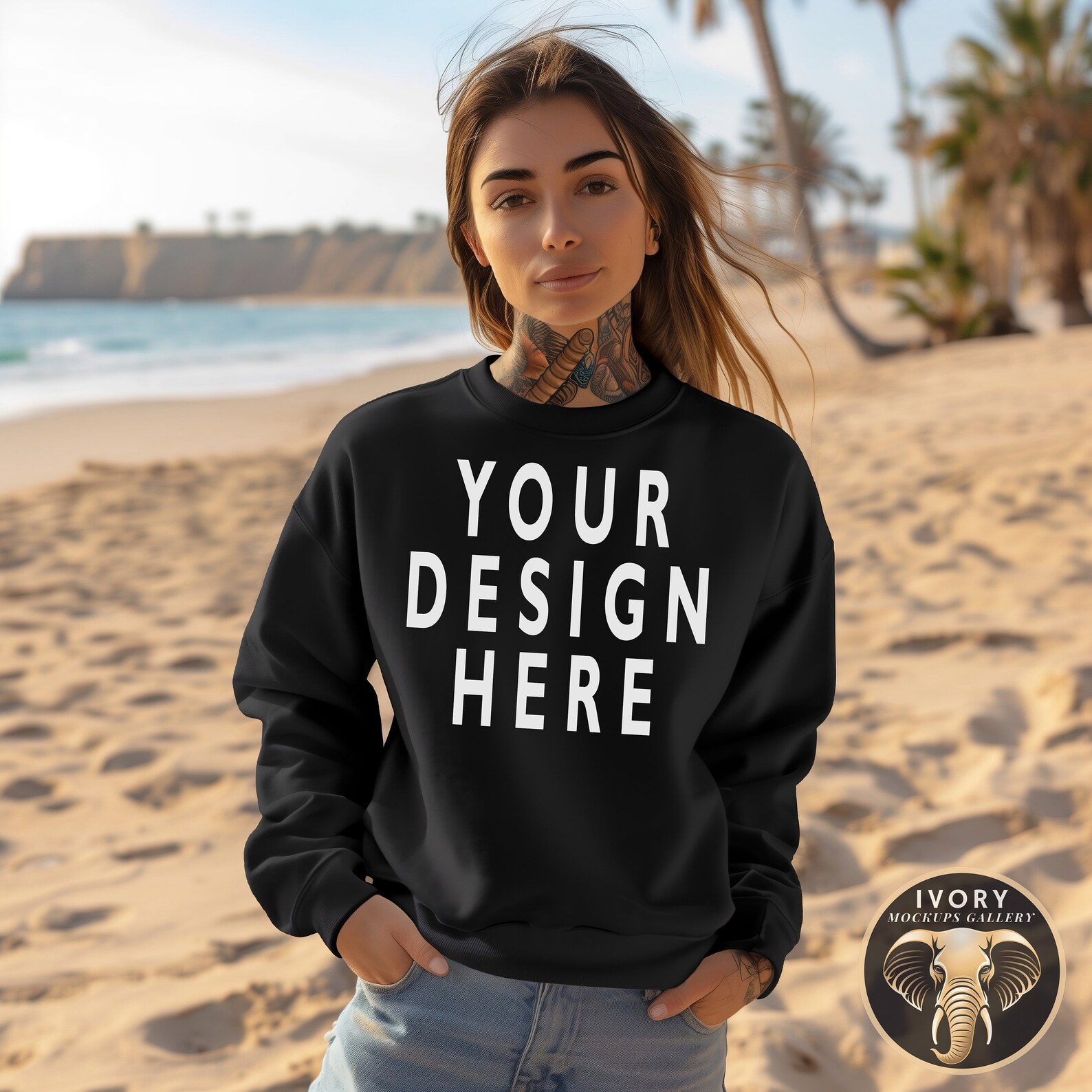 Gildan 18000 Mockup Bundle, Black Sweatshirt Mockup Set, Latino Sweater ...