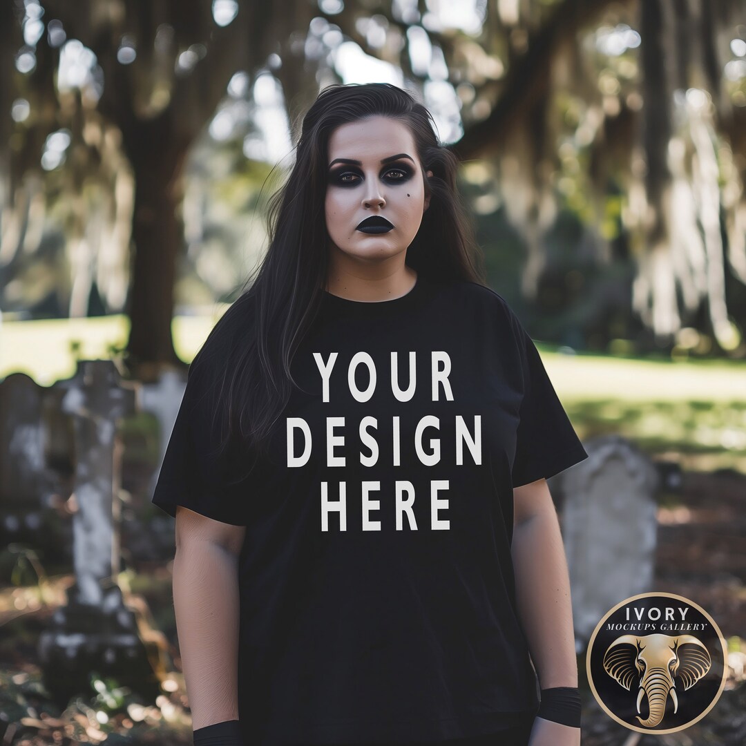 Plus Size Girl Mockup, Gildan 5000 Mockup Black, Gothic Shirt Mockup ...