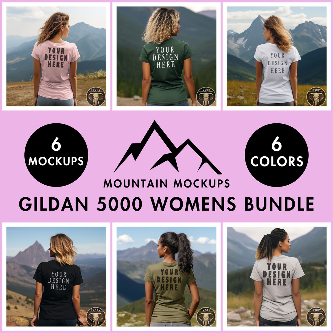 Gildan 5000 Tshirt Back Mockup Bundle, Back of G500 T-shirt Mock-up ...