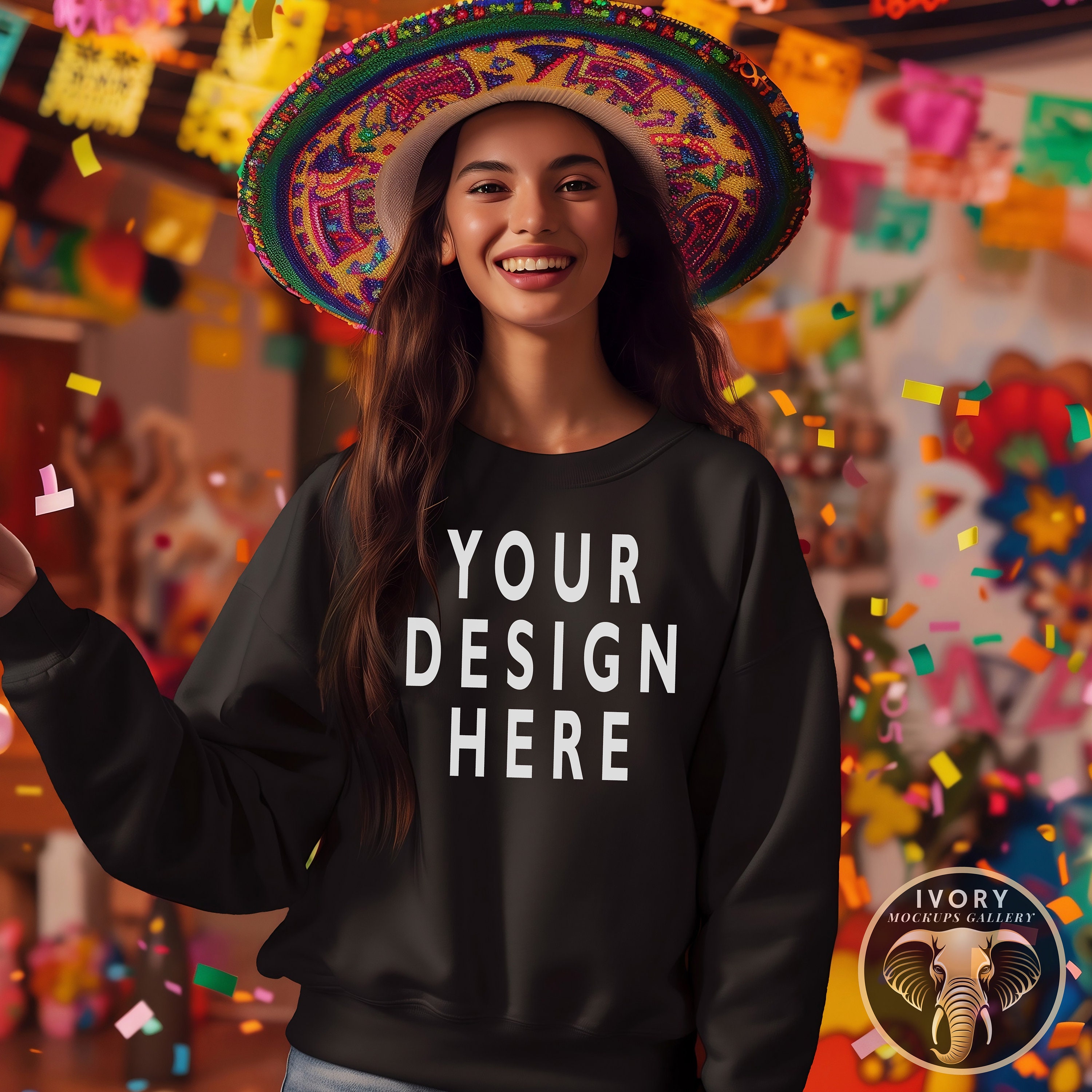 Gildan 18000 Mockup Bundle, Black Sweatshirt Mockup Set, Latino Sweater ...