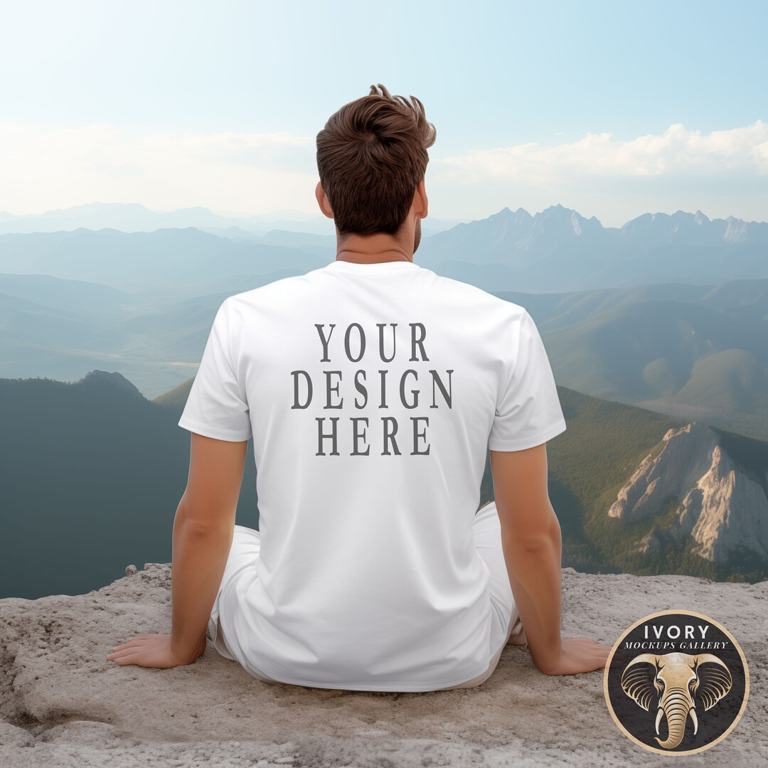 Gildan 5000 Mockup White, Nature Hiking Nature Mockup, Gildan 5000 Back ...