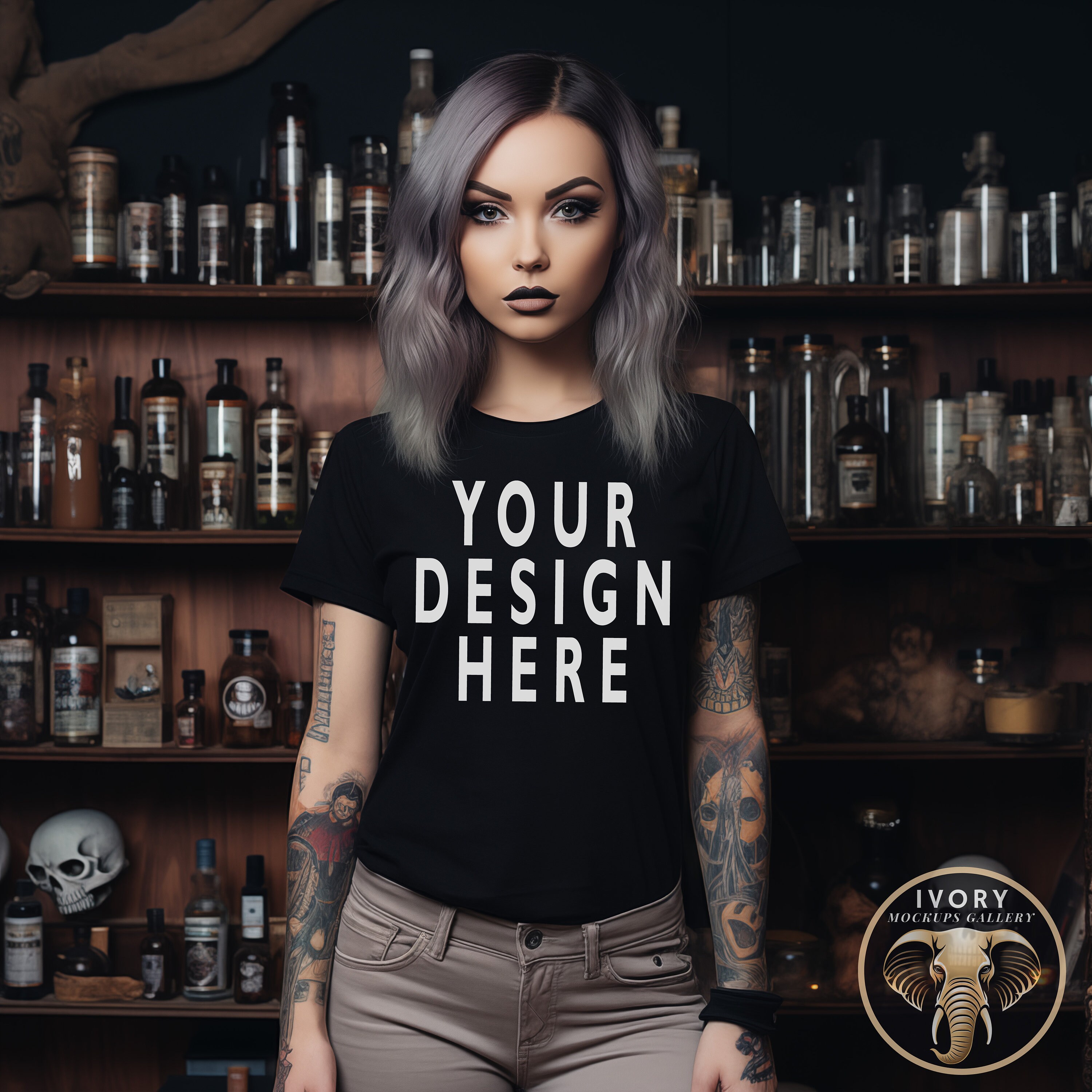 Gildan 5000 Mockup Bundle, Gothic Black Shirt Mockup Pack, Goth Tshirt ...