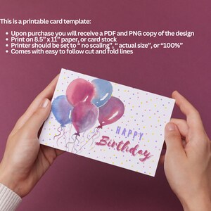 Printable Happy Birthday Card With Balloons and Confetti Instant ...
