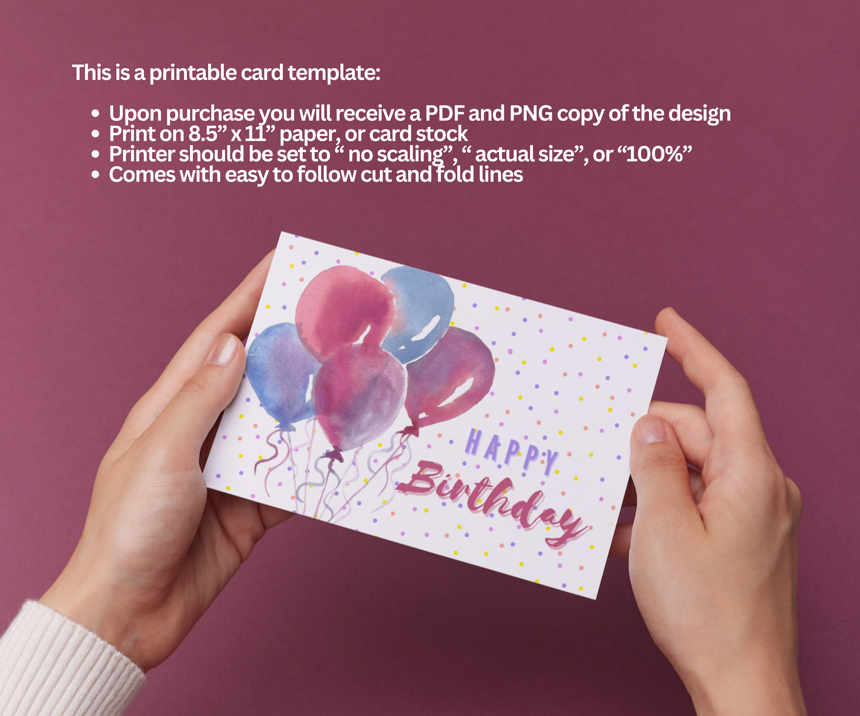 Printable Happy Birthday Card With Balloons and Confetti Instant ...