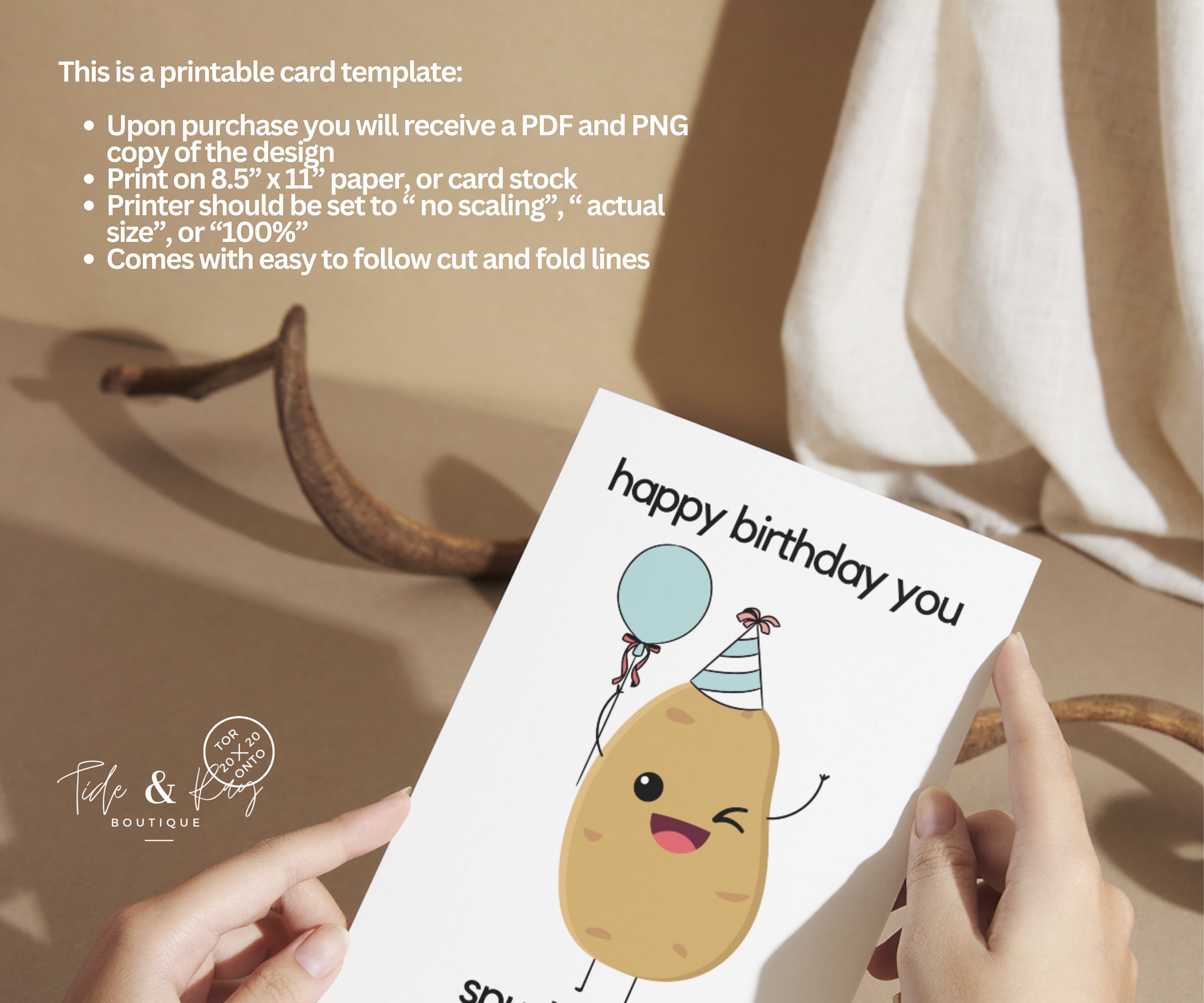 Happy Birthday Spud Muffin: Animated Potato Celebration Printable Card ...