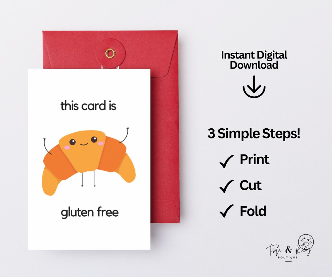 Gluten-free Festivity: Printable Croissant Celebration Card Delight for ...