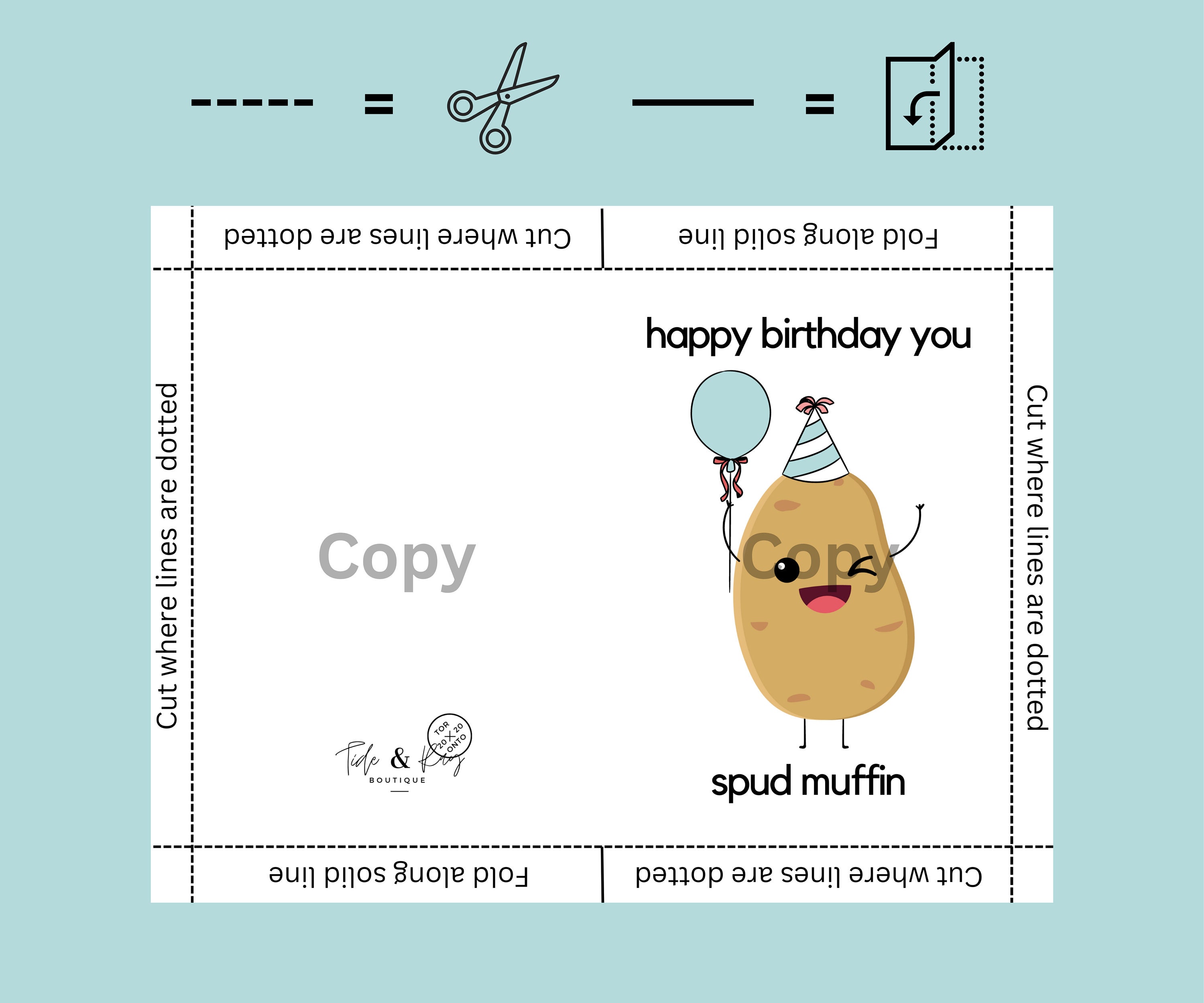 Happy Birthday Spud Muffin: Animated Potato Celebration Printable Card ...