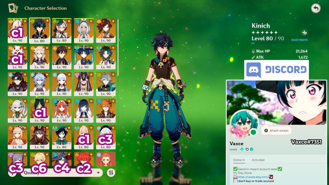 Genshin Impact Eu 60 Xilonen C1, Kinich, Mualani, Emilie, Chiori, Itto ...