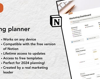 Marketing Notion Template Planner Dashboard Content Performance KPI ...