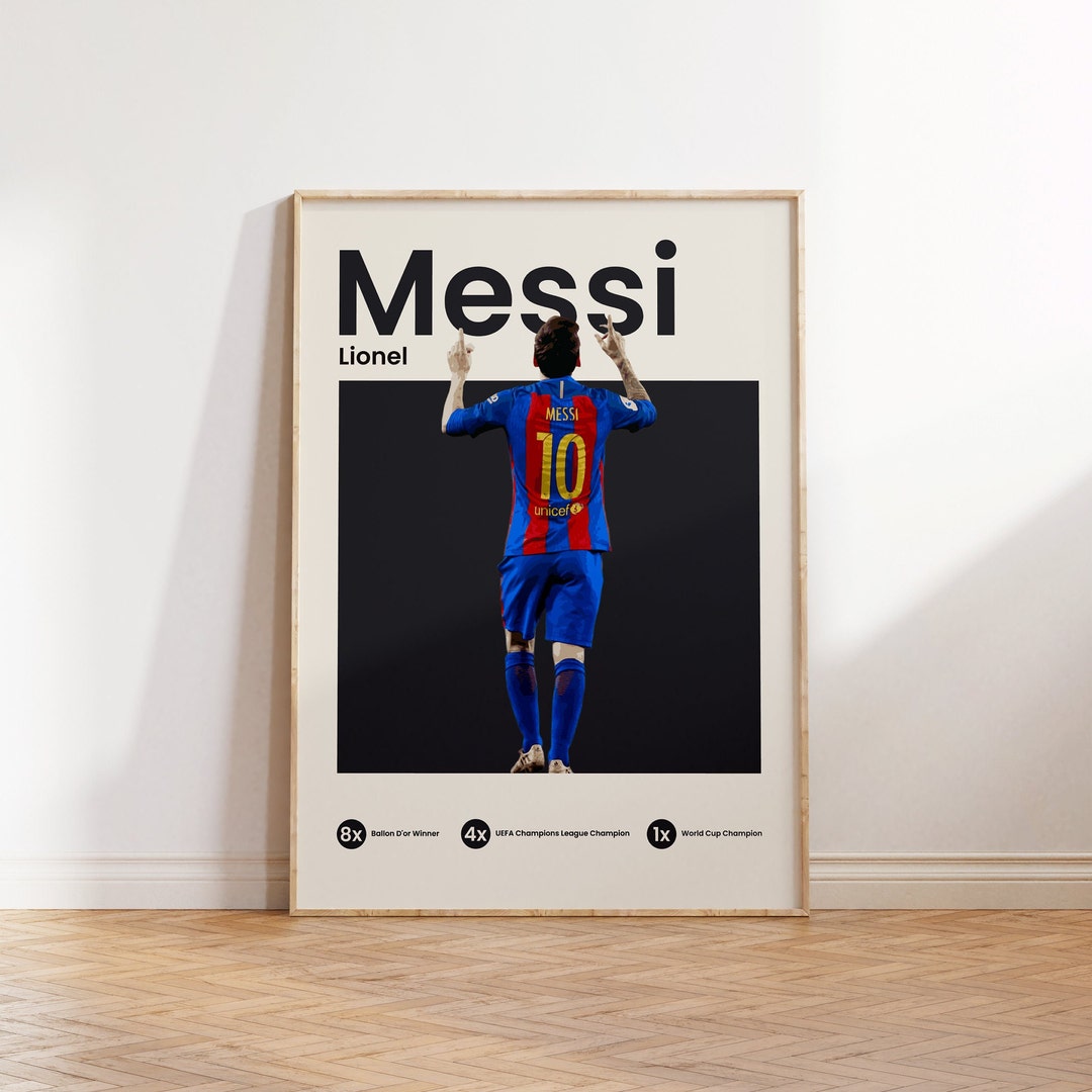 Lionel Messi Poster, Iconic Barcelona Football Canvas Wall Art Print ...