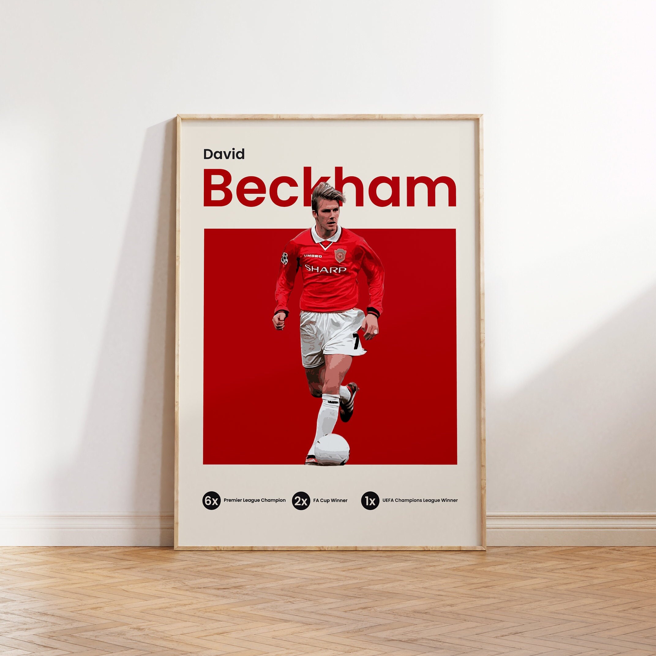 David Beckham Inspired Poster, Football Art Print, Manchester United ...