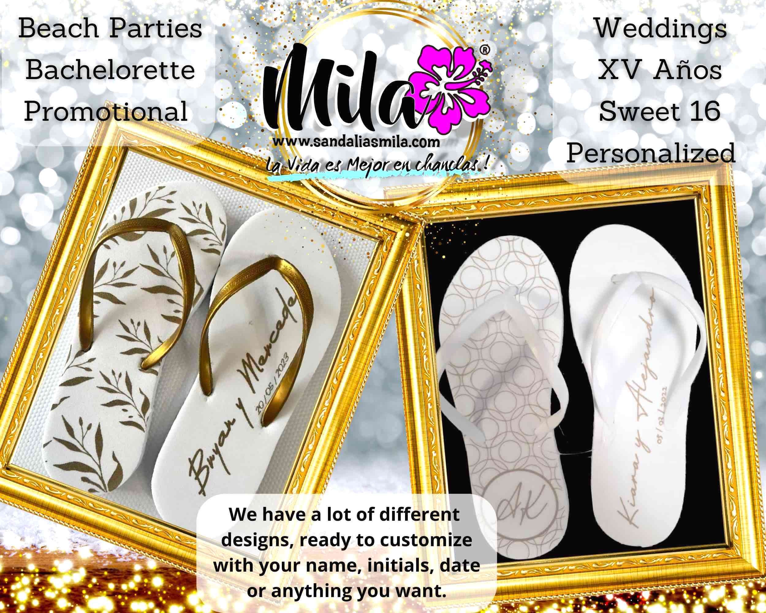 50 Pairs Bulk Custom Wedding Flip Flops With Personalized Print Gift ...