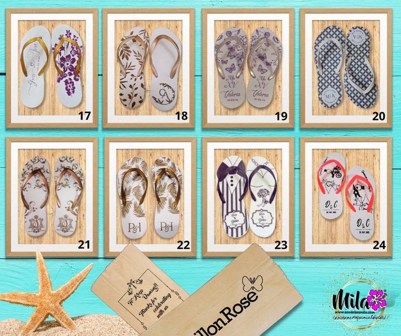 50 Pairs Bulk Custom Wedding Flip Flops With Personalized Print Gift ...