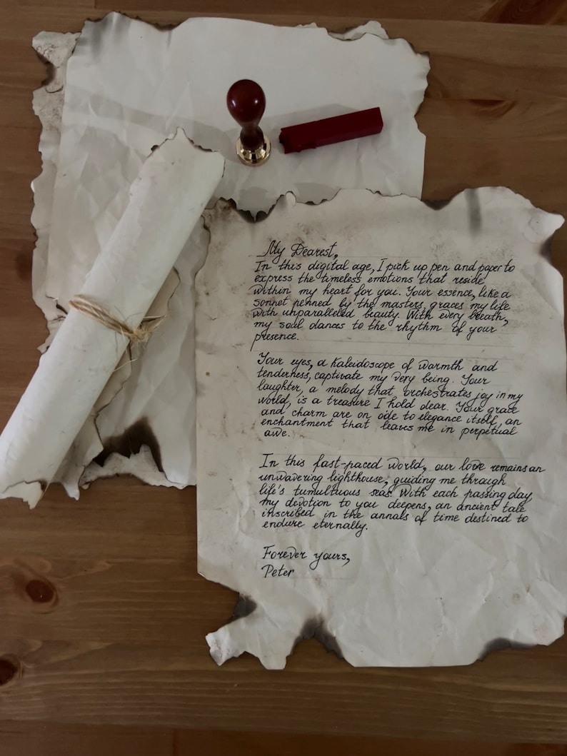 Vintage Handwritten Letter With Wax Seal: Personalized Custom Vows - Etsy