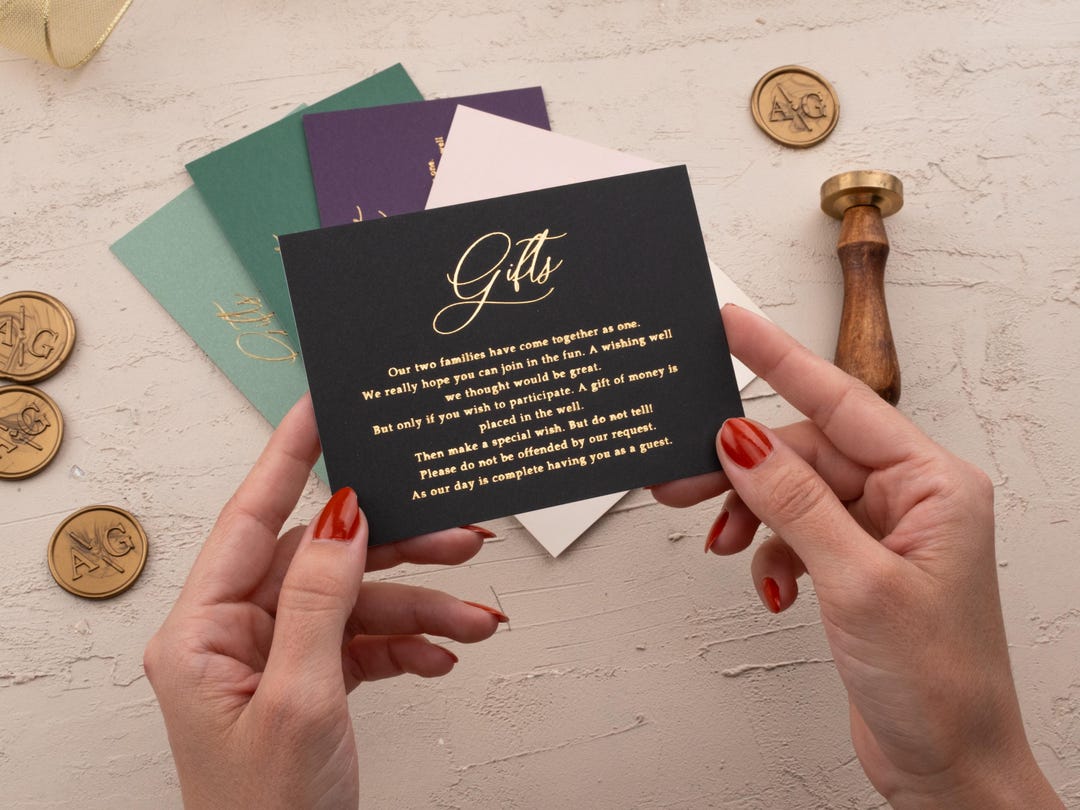 Elegant Gold Foil Wedding Gift Cards - Wishing Well Cards for Guests ...