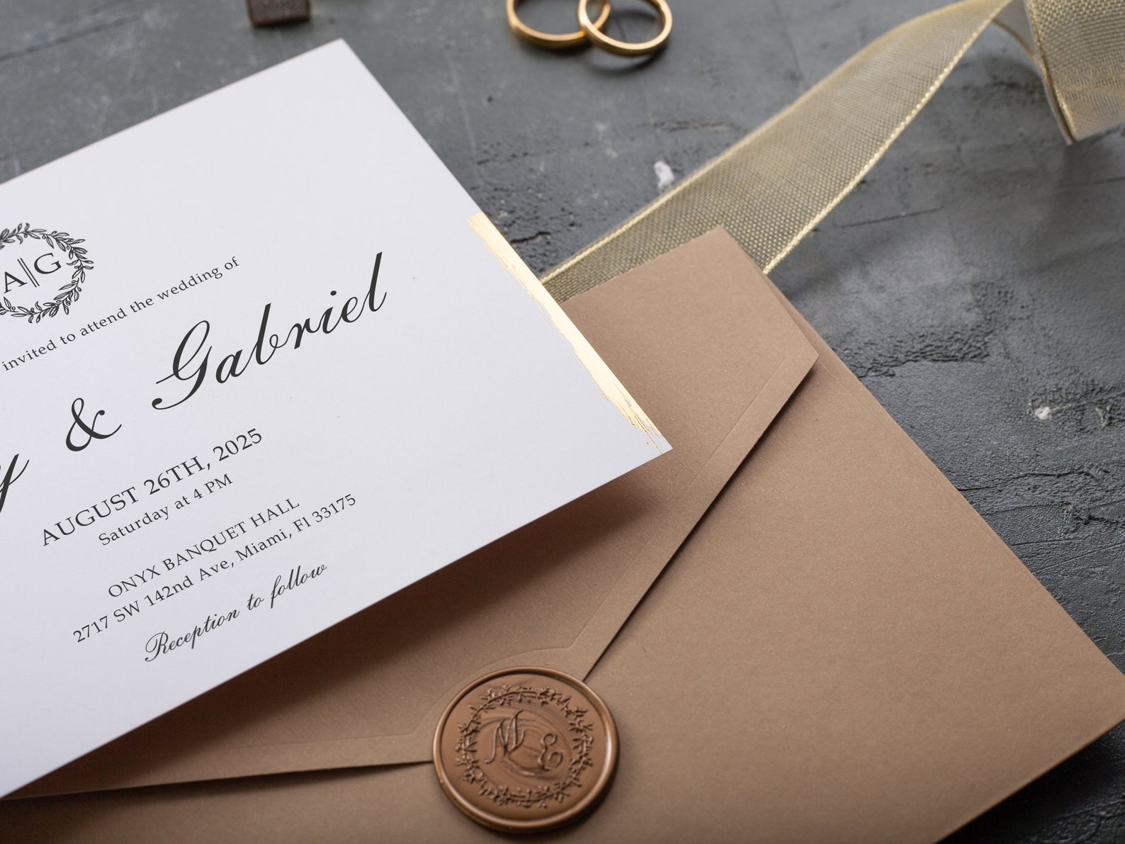 Gold Foil Detail Wedding Invitation - Etsy