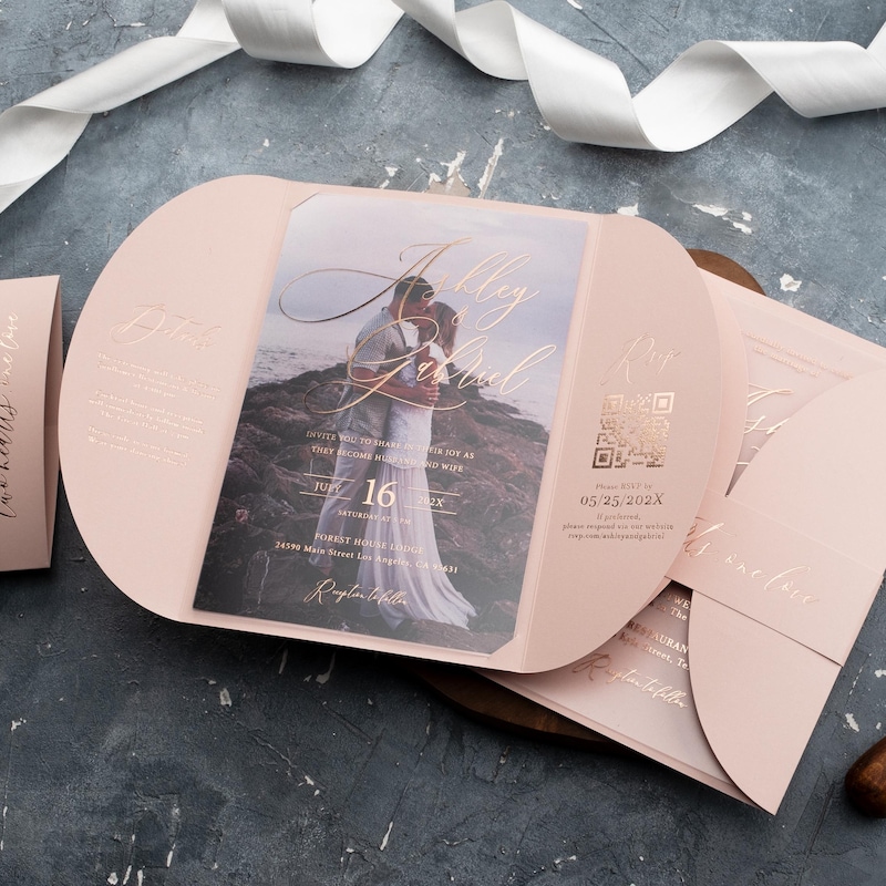 Blush Wedding Invite - Etsy