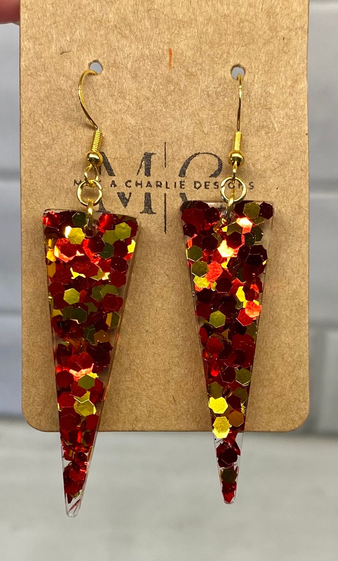 KC Chiefs Fans - Red and Gold Sparkle Earrings - KC Chiefs Earrings ...