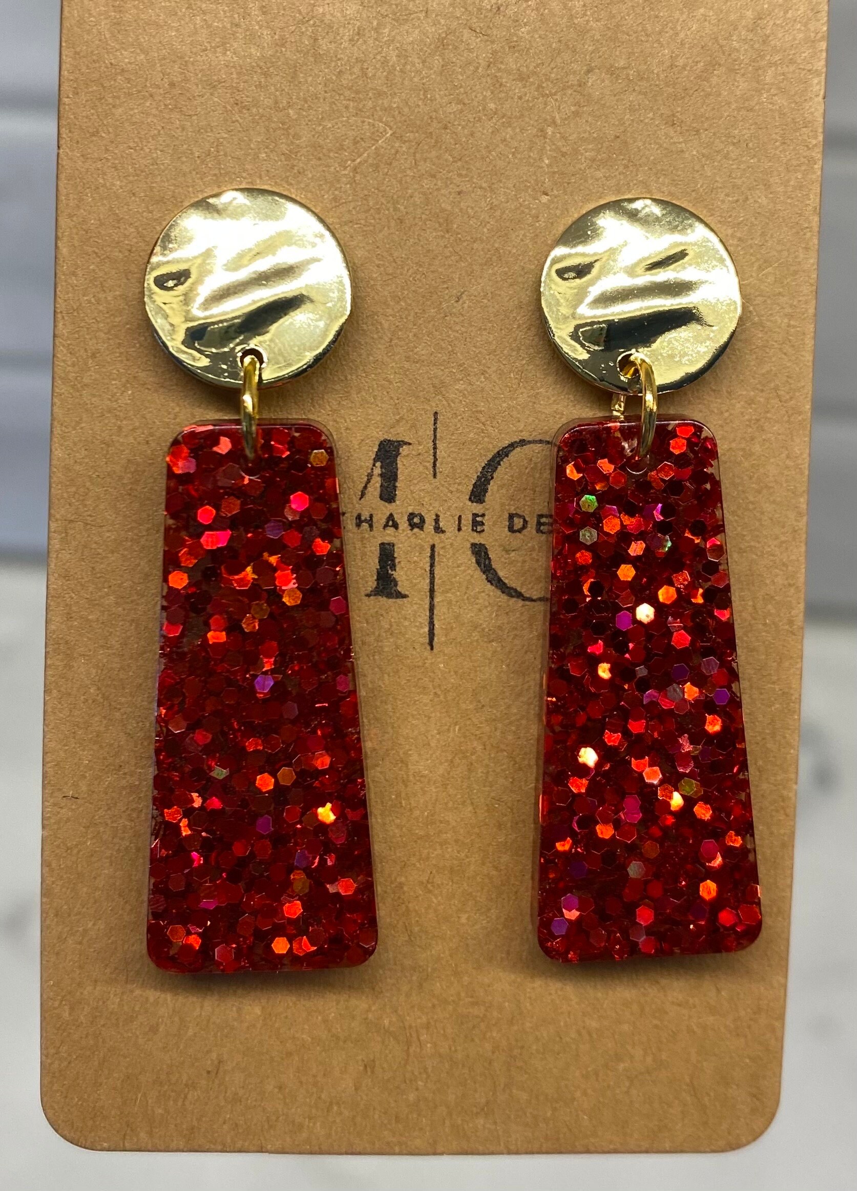 KC Chiefs Fans - Red and Gold Sparkle Earrings - KC Chiefs Earrings ...