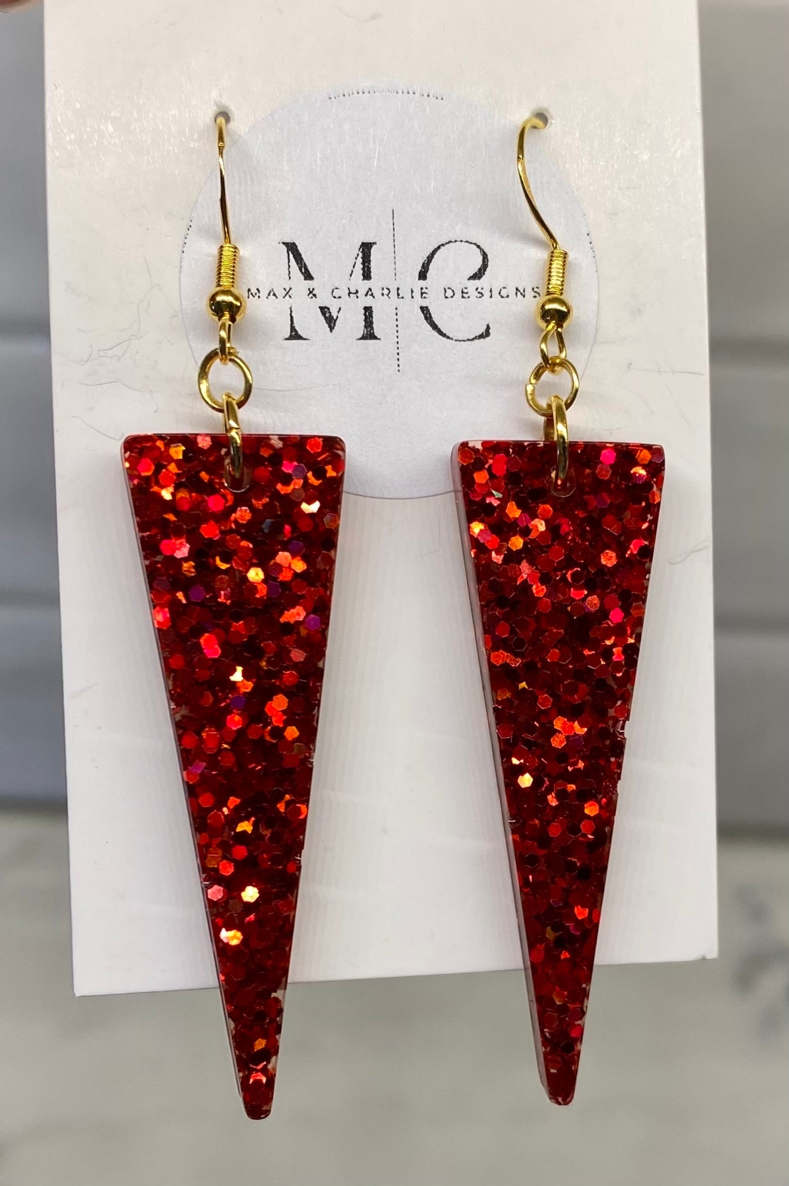 KC Chiefs Fans - Red and Gold Sparkle Earrings - KC Chiefs Earrings ...