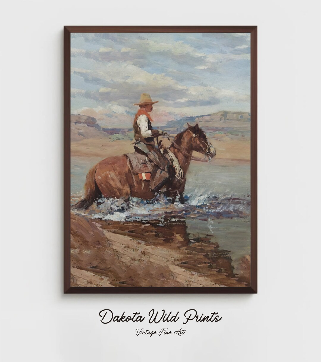 Vintage Western Style Oil Painting, Digital Download, Cowboy Print ...