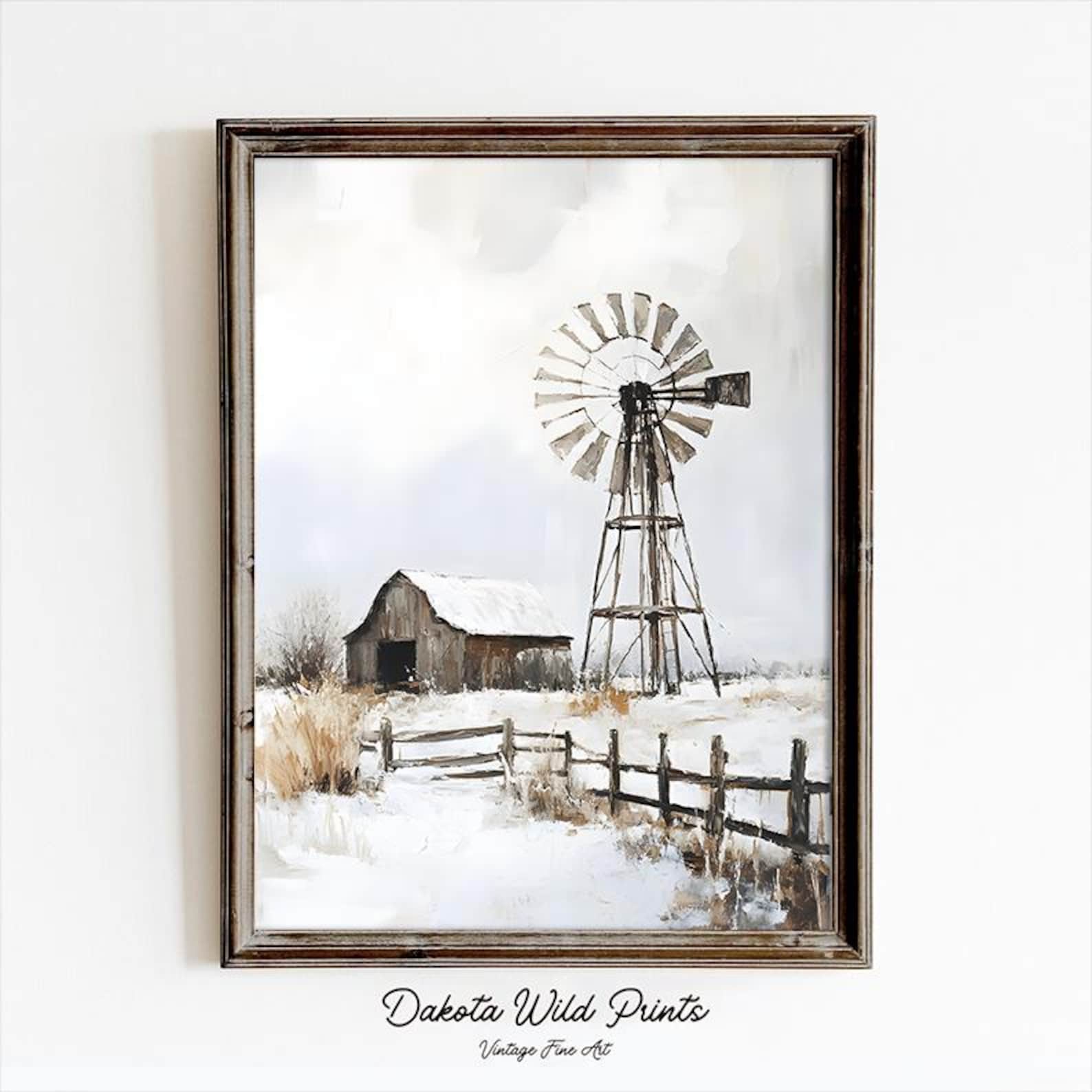 Rustic Windmill Painting | Vintage Country Wall Art | Farmhouse Decor ...