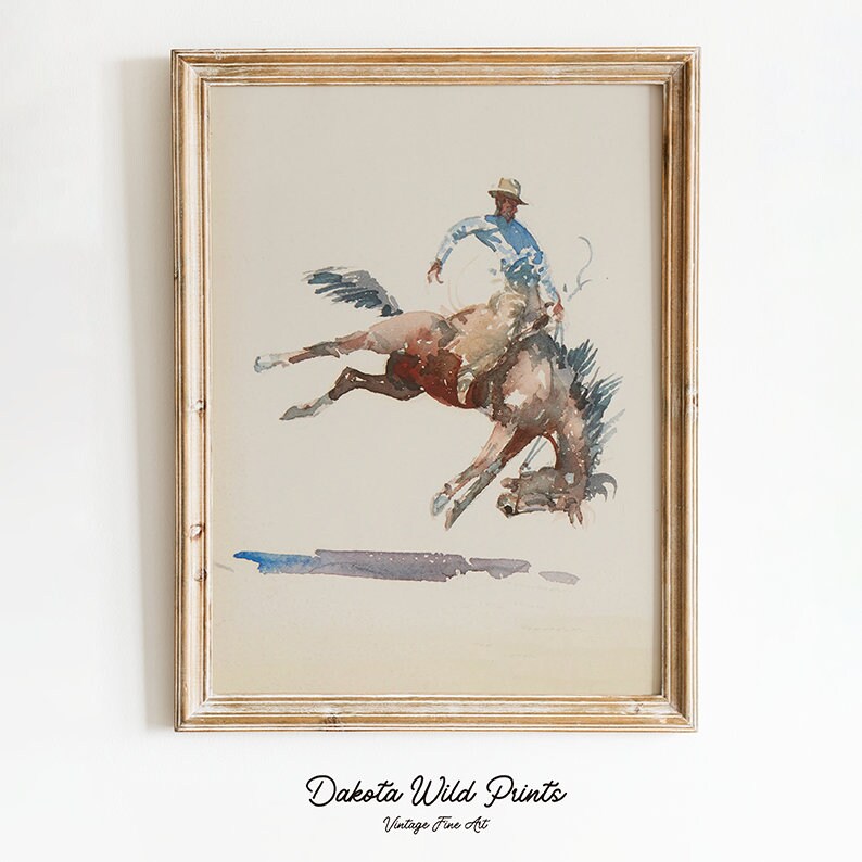 Vintage Western Style Watercolor Painting | Cowboy Print | Printable ...
