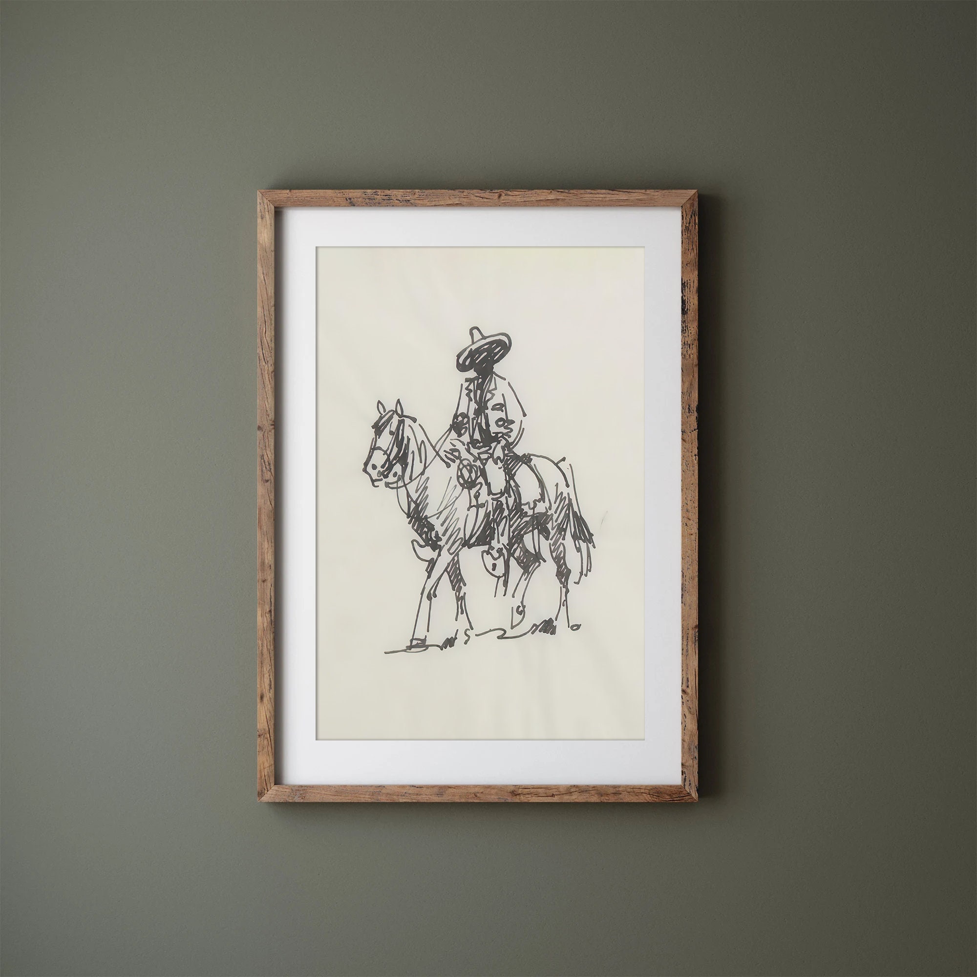 Vintage Western Vaquero Style Line Art Cowboy Print Printable Vintage ...