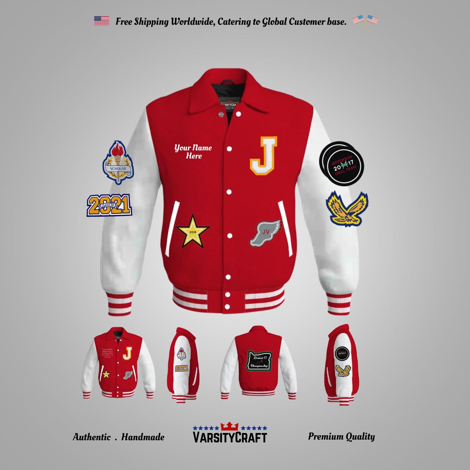 Custom Varsity Letterman Jacket Cross Country Red Wool & White Leather ...