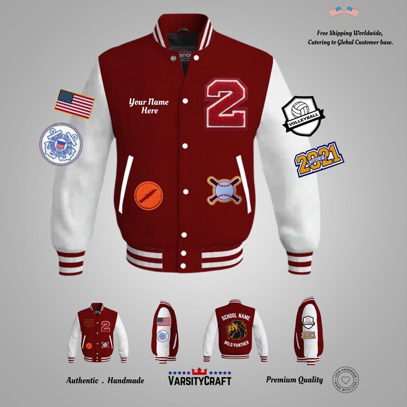 Premium Varsitycraft® Handmade Custom Varsity Letterman Baseball Jacket ...