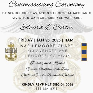 Commissioning Ceremony Invitation, Military Invitation - Etsy