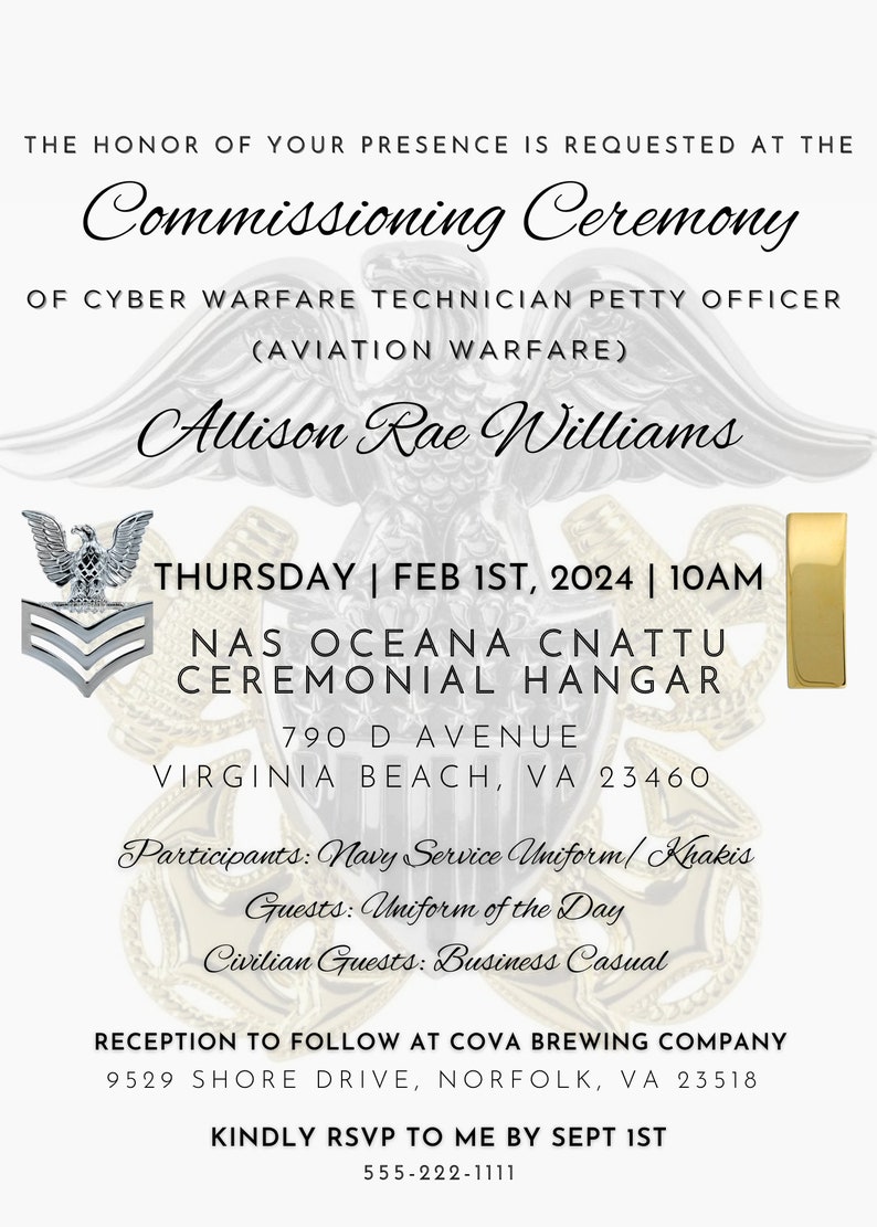 Commissioning Ceremony Invitation, Military Invitation - Etsy