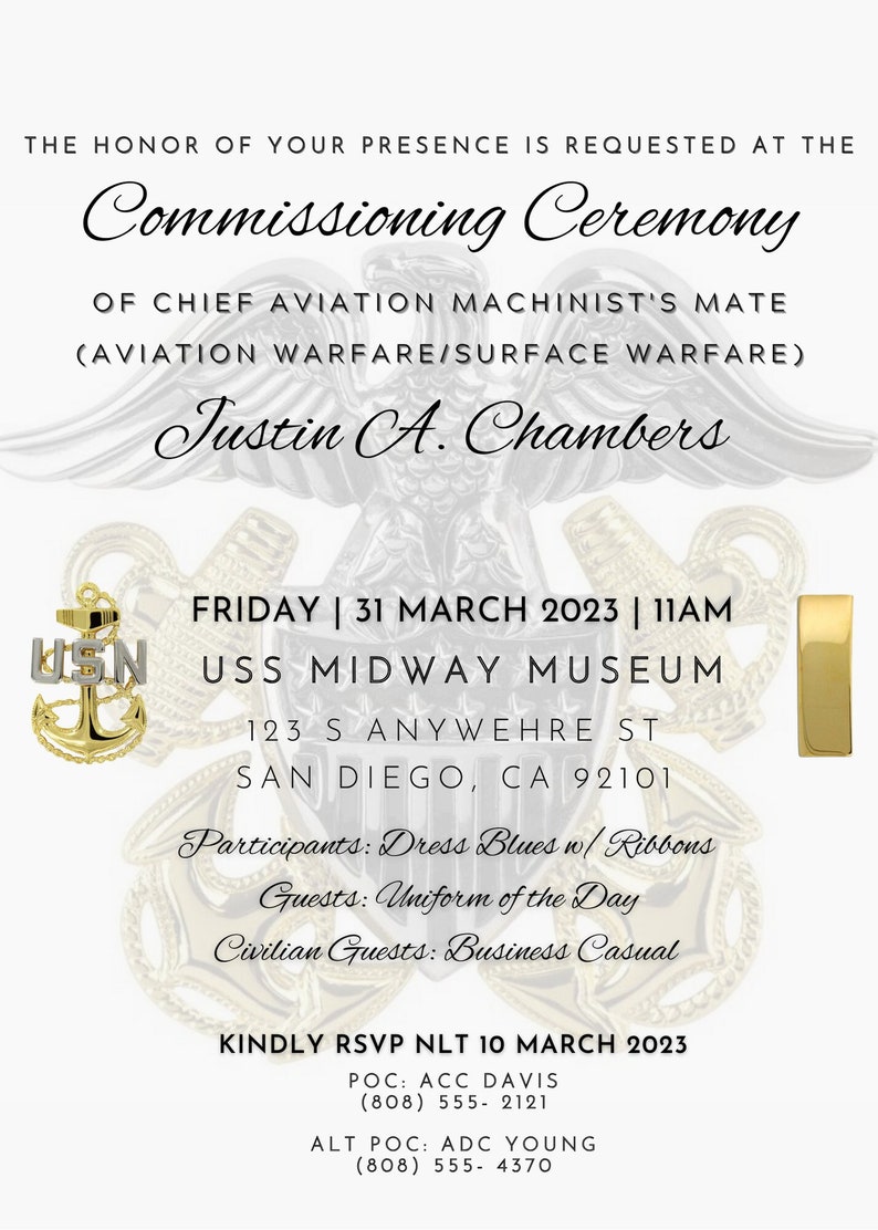 Commissioning Ceremony Invitation, Military Invitation - Etsy