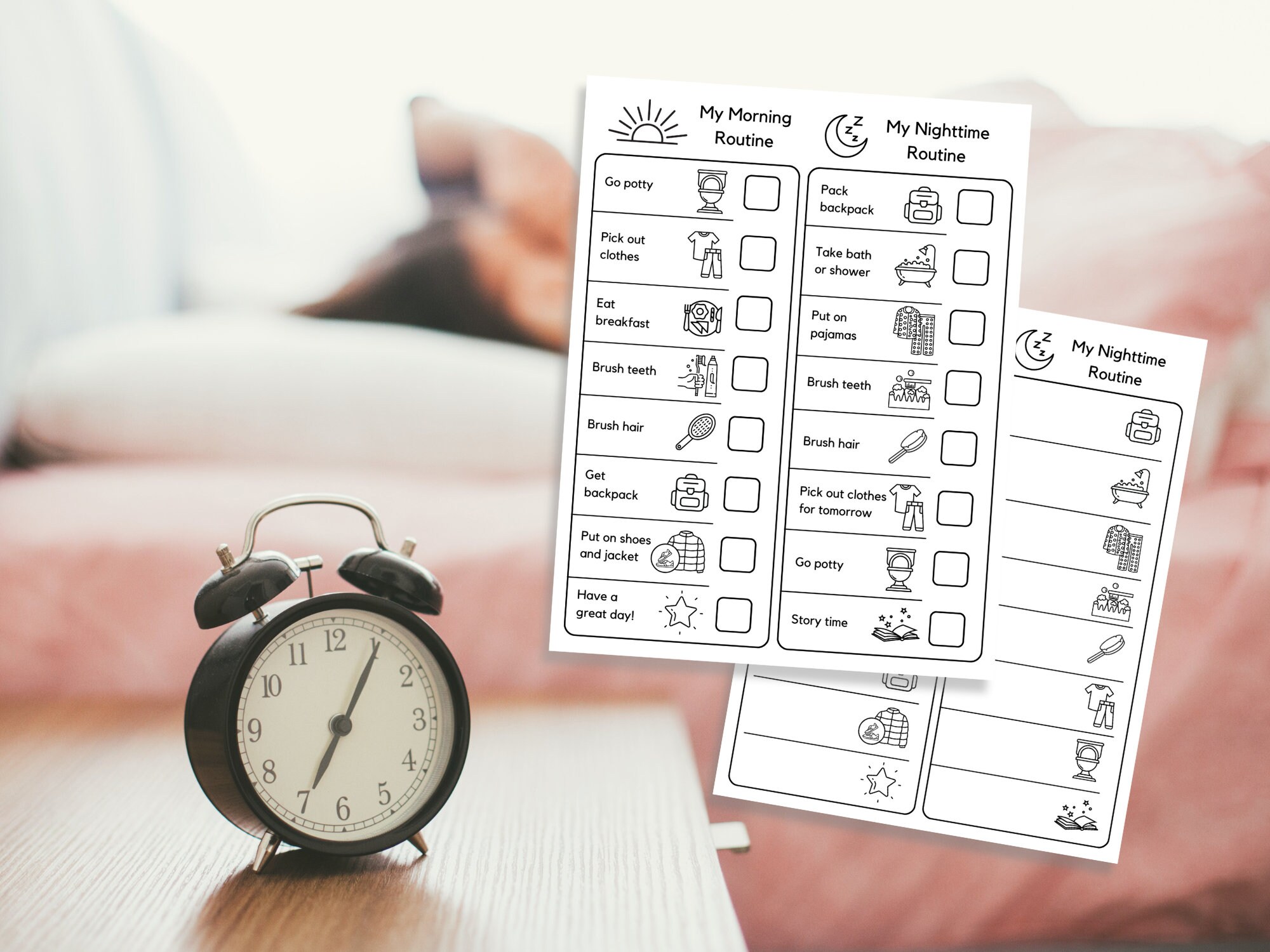 Kids Morning and Nighttime Checklist - Etsy