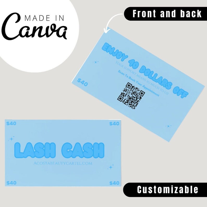 Lash Cash, Lash Cards, Referral Certificate, Cash Certificate, Loyalty ...